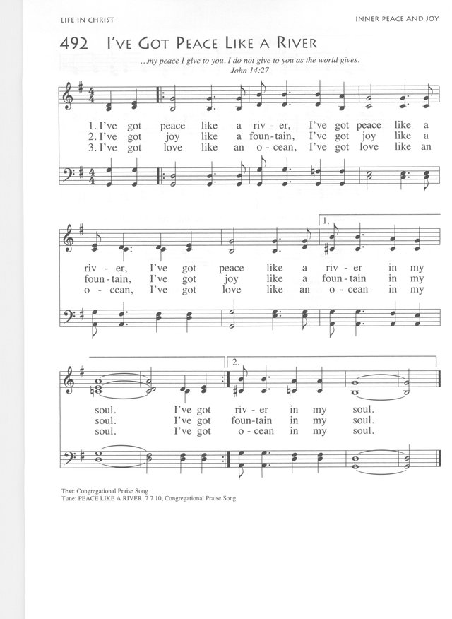 African American Heritage Hymnal 492. I've got peace like a river ...