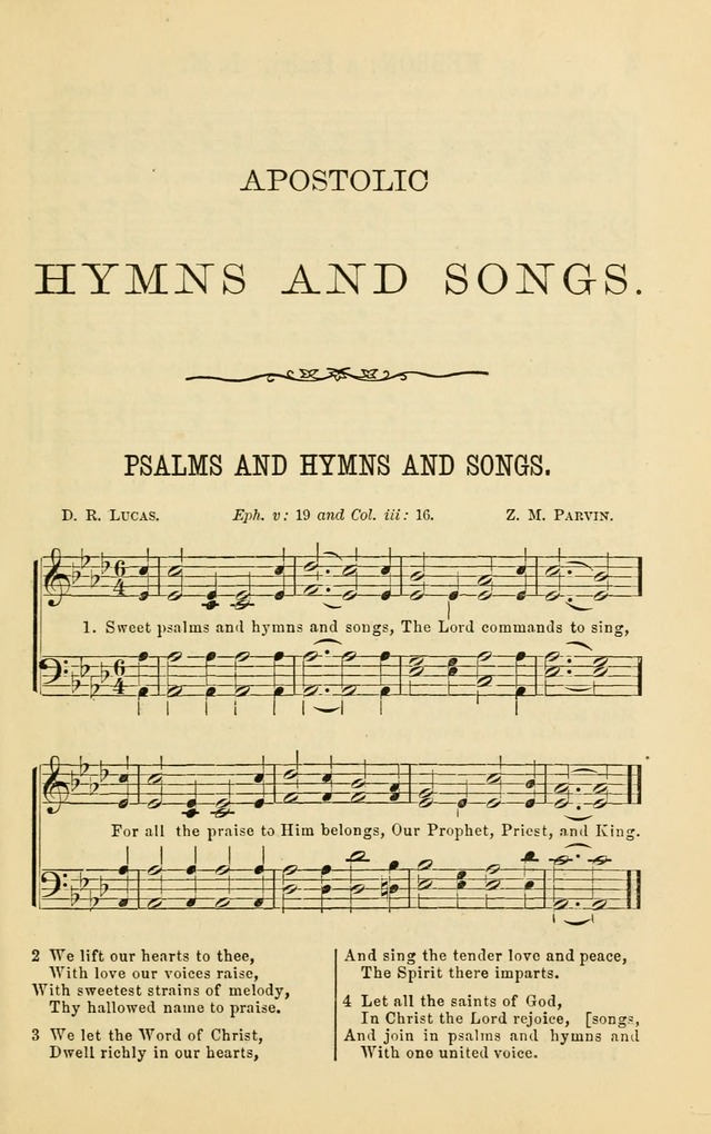 Apostolic Hymns and Songs: a collection of hymns and songs, both new ...