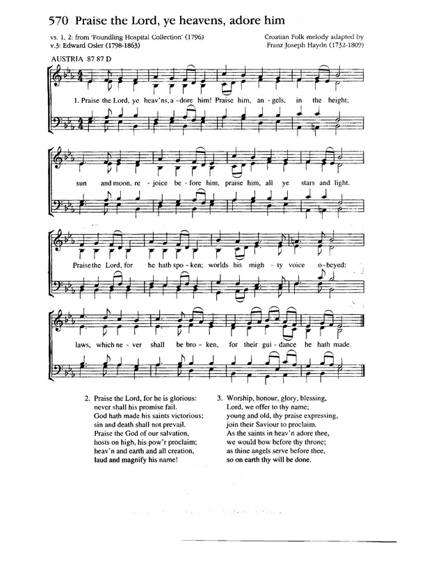 Complete Anglican Hymns Old and New 570. Praise the Lord, ye heav'ns ...