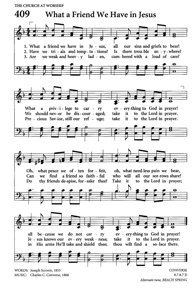 Celebrating Grace Hymnal 409. What a friend we have in Jesus | Hymnary.org