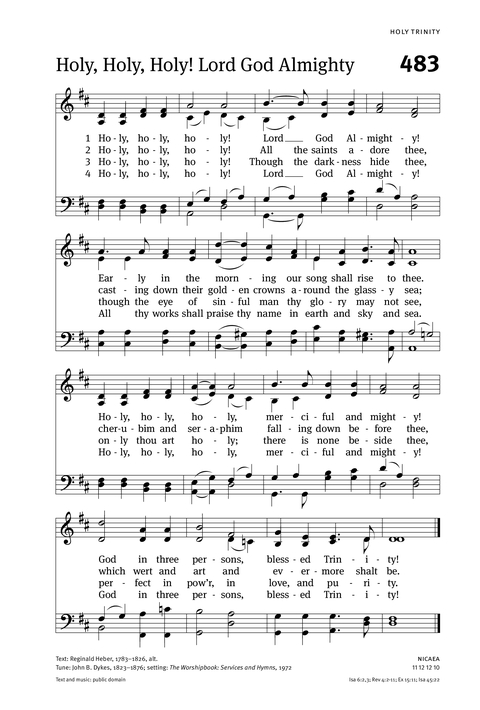 Christian Worship Hymnal 483 Holy Holy Holy Lord God Almighty