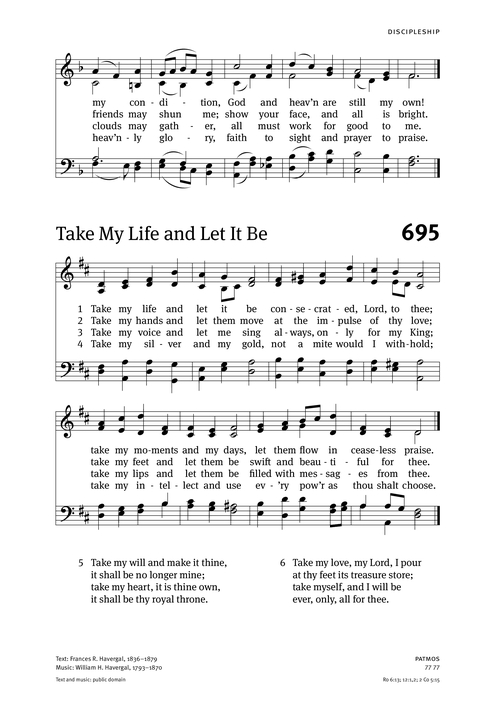 Christian Worship: Hymnal 695. Take my life and let it be | Hymnary.org