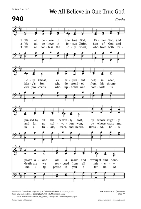 Christian Worship: Hymnal 940. We all believe in one true God | Hymnary.org