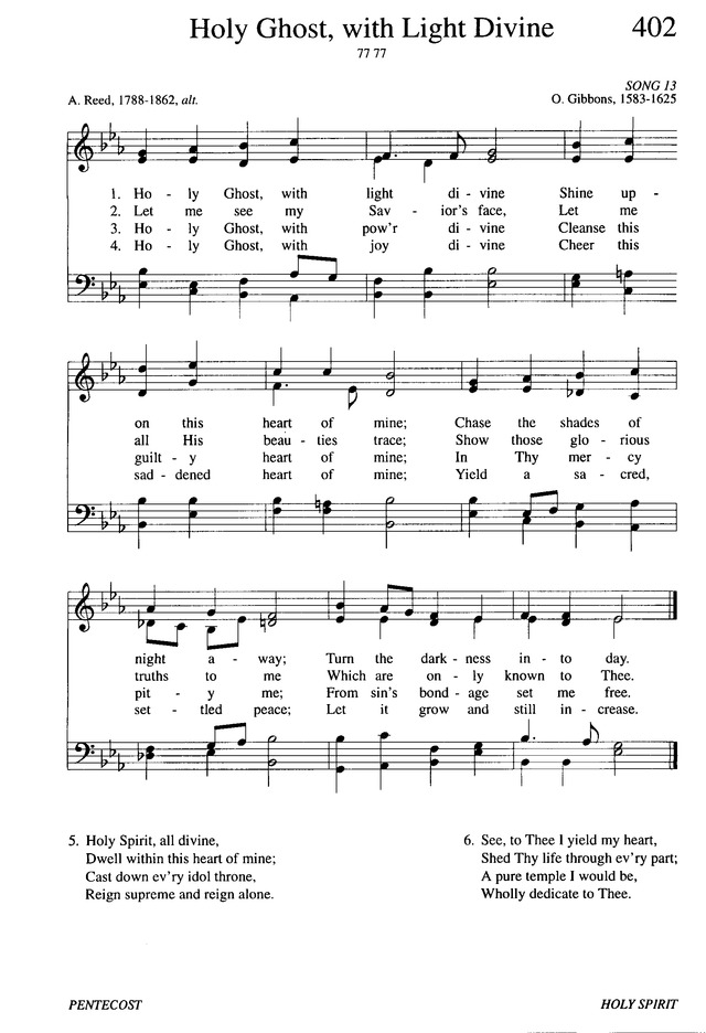 Evangelical Lutheran Hymnary 402. Holy Ghost, with light divine | Hymnary.org