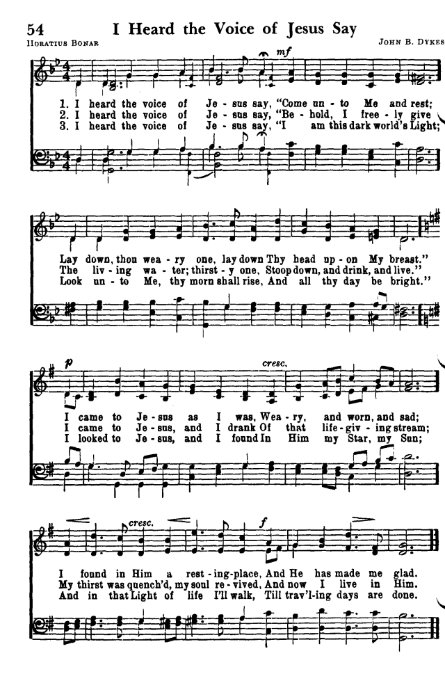 Favorite Hymns of Praise 54. I heard the voice of Jesus say | Hymnary.org