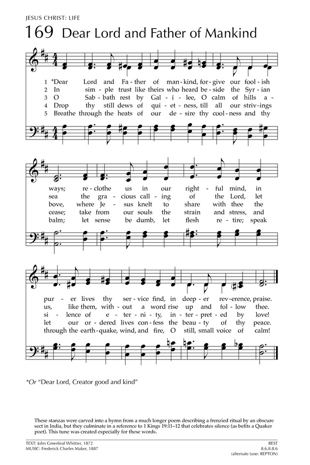 Dear Lord and Father of Mankind - Hymnary.org