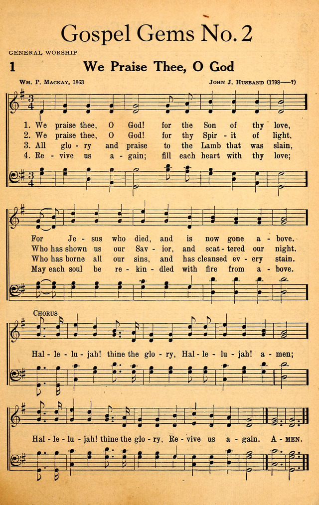 Gospel Gems Number 2 page 1 | Hymnary.org