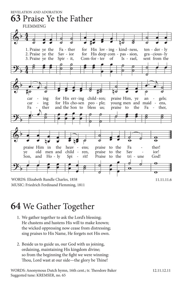 Hymns to the Living God 63. Praise ye the Father for His lovingkindness ...