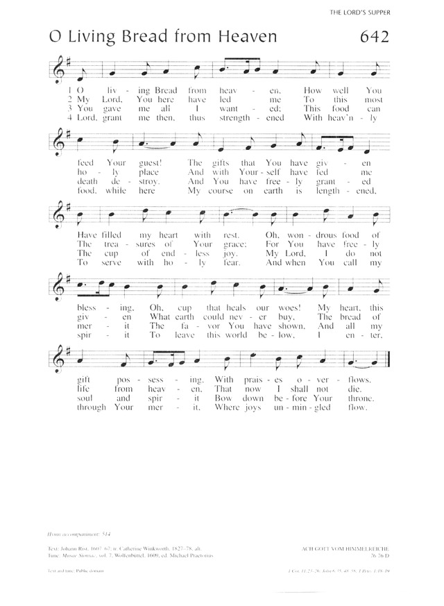 Lutheran Service Book 642. O living Bread from heaven | Hymnary.org