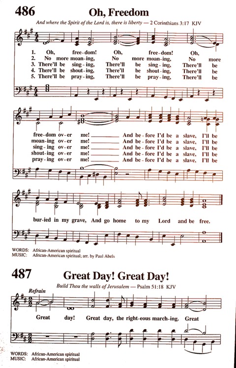 The New National Baptist Hymnal (21st Century Edition) 486. Oh, freedom ...