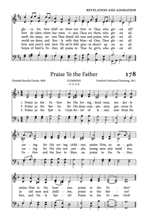 Psalms and Hymns to the Living God 178. Praise ye the Father for His ...