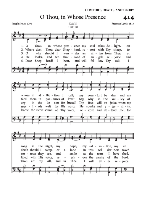 Psalms And Hymns To The Living God 414 O Thou In Whose Presence My