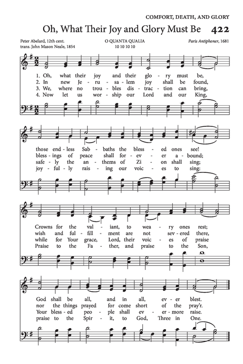 Psalms and Hymns to the Living God 422. Oh, what their joy and their glory must be | Hymnary.org