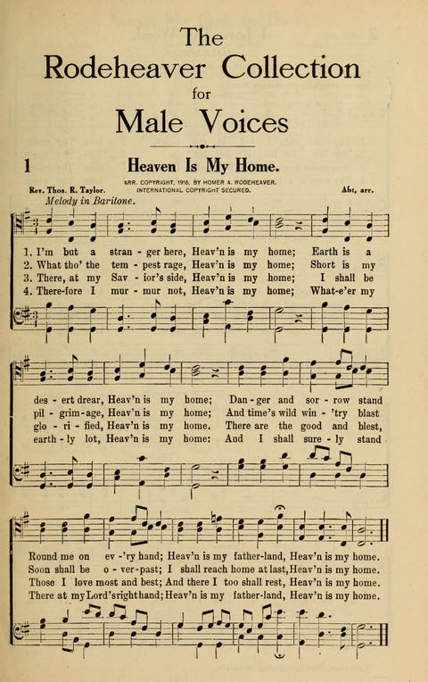Rodeheaver Collection for Male Voices: One hundred and sixty Quartets ...