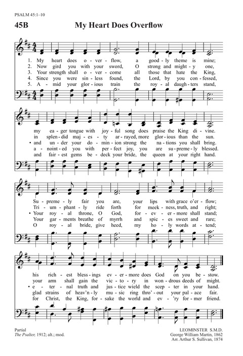Trinity Psalter Hymnal 45B. My heart does overflow | Hymnary.org