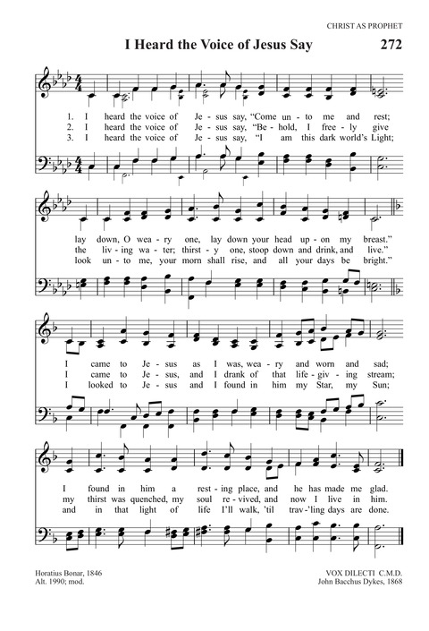 Trinity Psalter Hymnal 272. I heard the voice of Jesus say | Hymnary.org