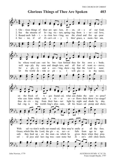 Glorious Things of Thee Are Spoken | Hymnary.org