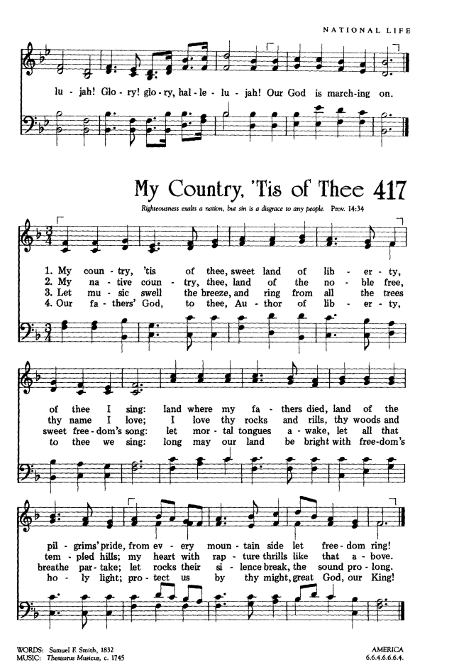 The Worshiping Church 417. My country 'tis of thee | Hymnary.org