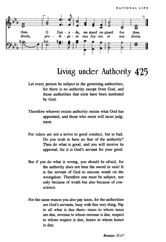 The Worshiping Church 424. O Canada! our home and native land (O Canada ...