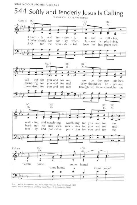 Softly And Tenderly Lyrics