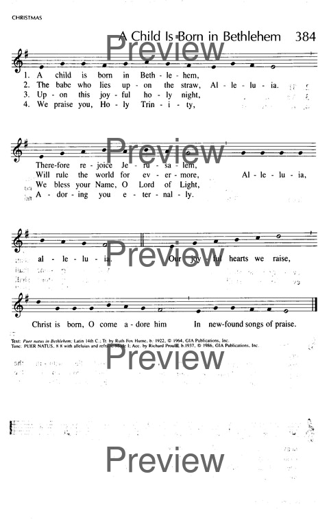 Worship (3rd ed.) 384. A child is born in Bethlehem, Alleluia | Hymnary.org