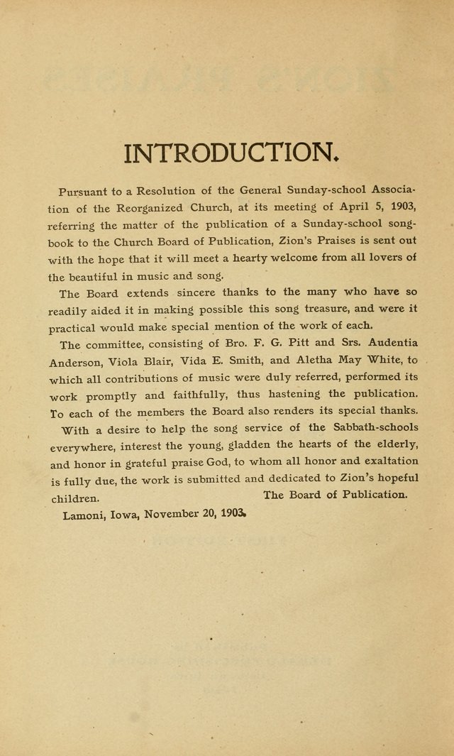 Zion's Praises (1st ed.) page 1 | Hymnary.org